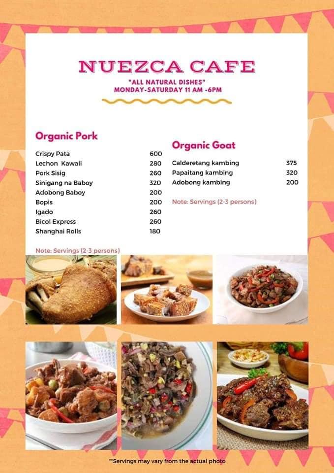 Menu at Nuezca Cafe, Quezon City