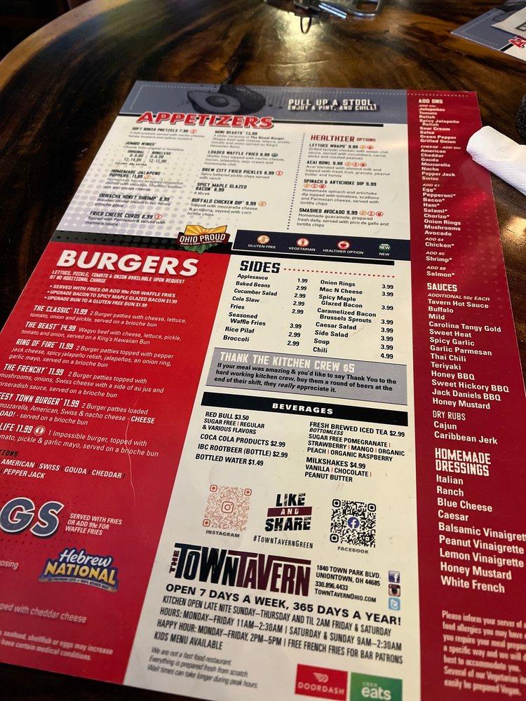 Menu at The Town Tavern pub & bar, Green