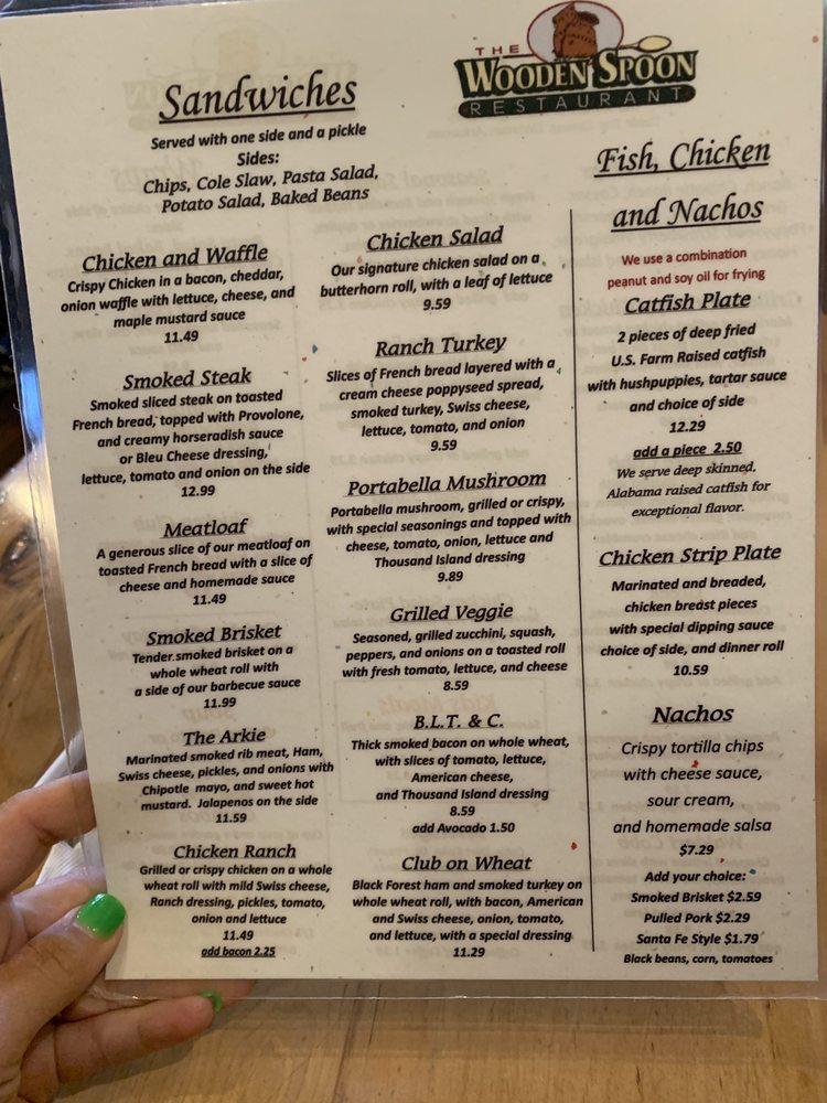 Menu at The Wooden Spoon restaurant, Gentry