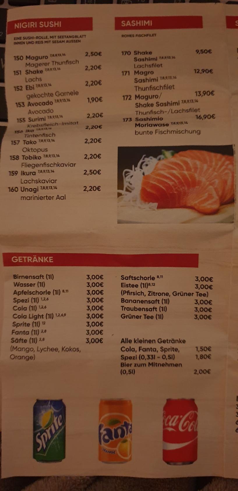 Speisekarte von Asia Hong Sushi Bar, Hengersberg