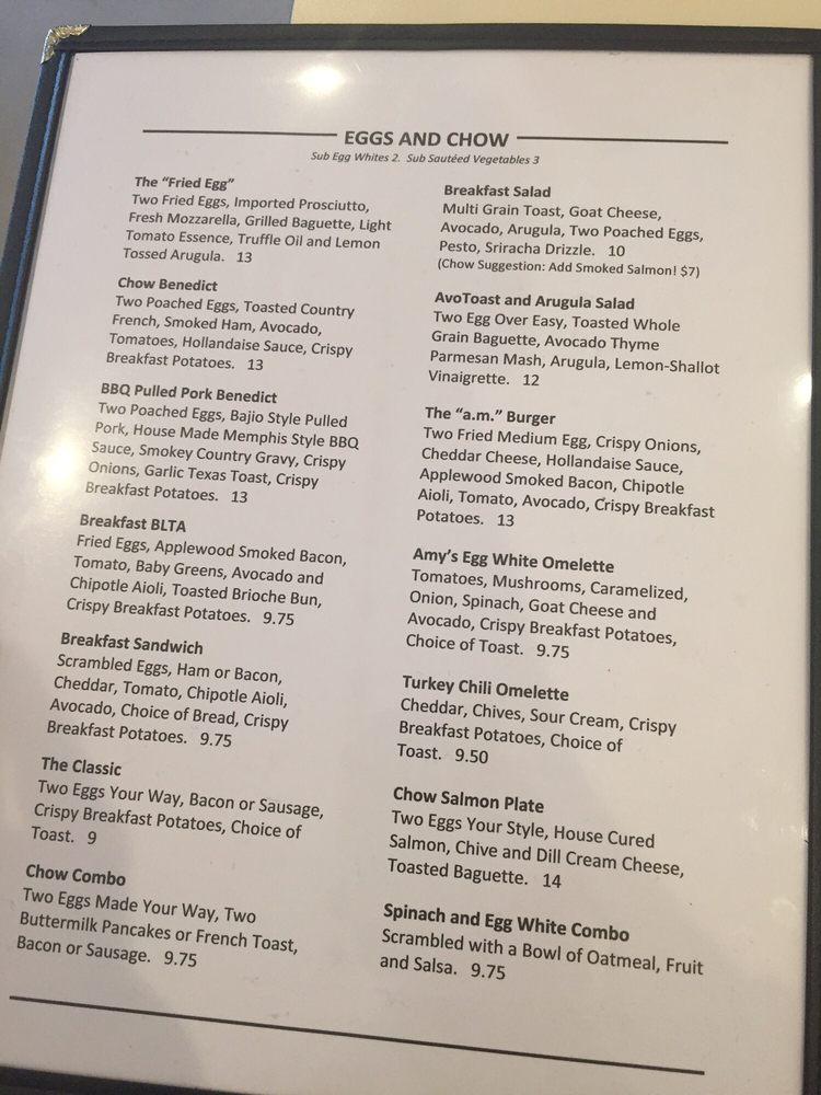 Menu at Eat Chow restaurant, Costa Mesa, Newport Blvd