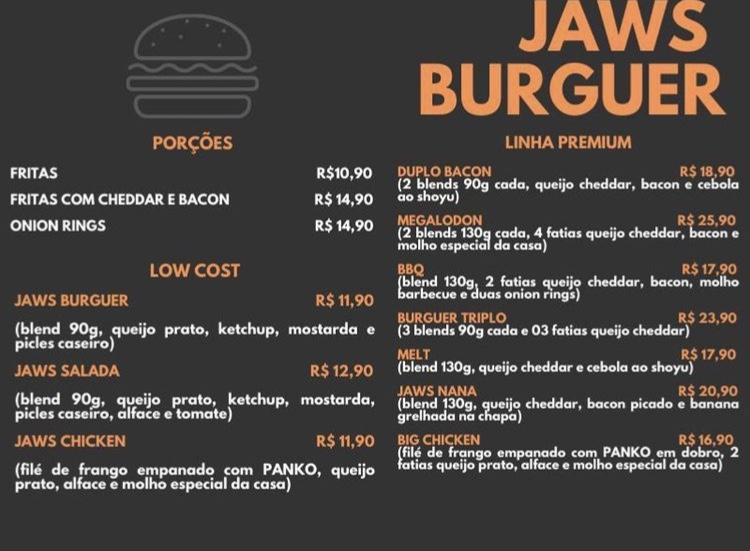 Menu em Jaws Burguer restaurante, Vila Velha