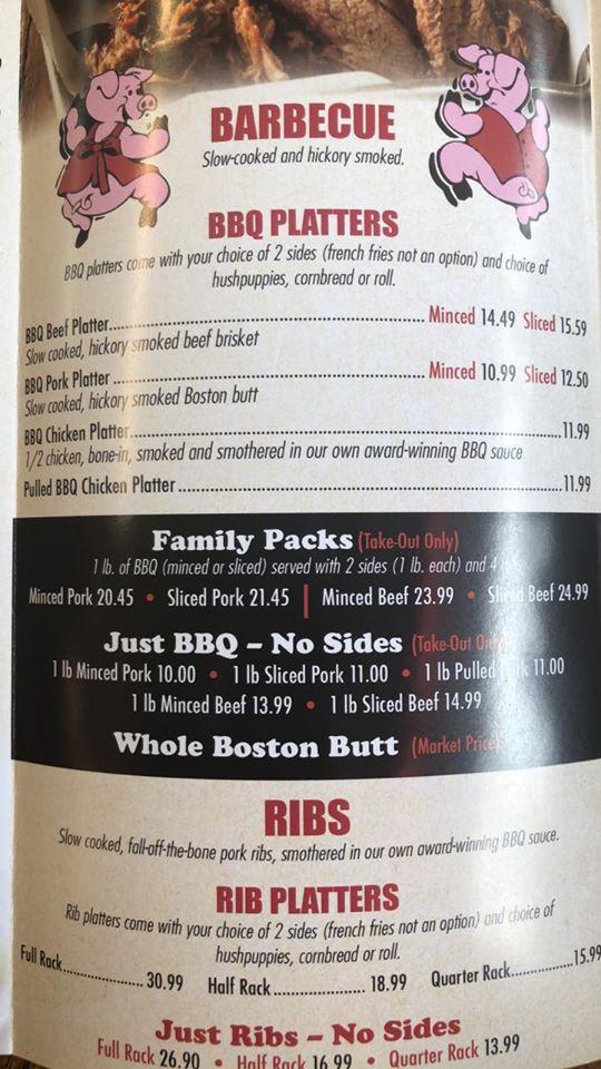 Menu at PG BBQ #1, Richmond