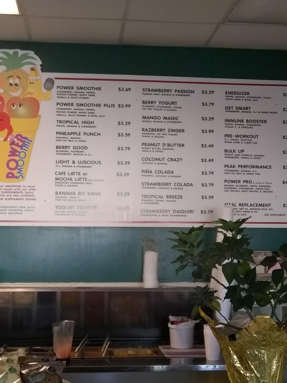Menu at Power Smoothie pub & bar, Pembroke Pines, 10052 Pines Blvd