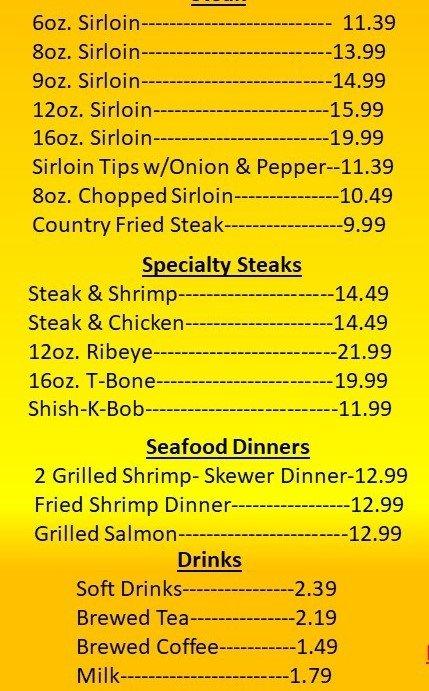 Menu at Barnhill's Steaks and Buffet, Jacksonville