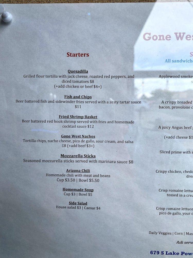 Menu at Gone West Family Restaurant, Page