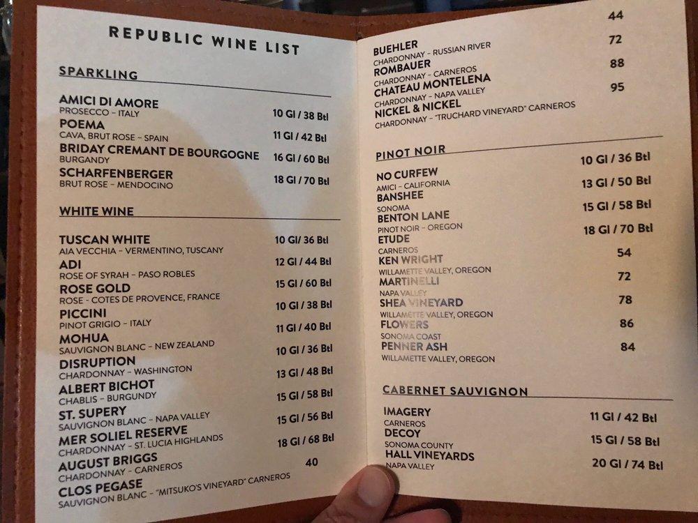Menu at Republic Texas Tavern, Dallas, Inwood Rd Ste 170