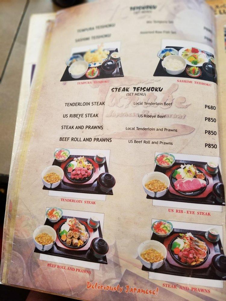 Menu at Tanabe Japanese Restaurant, Manila