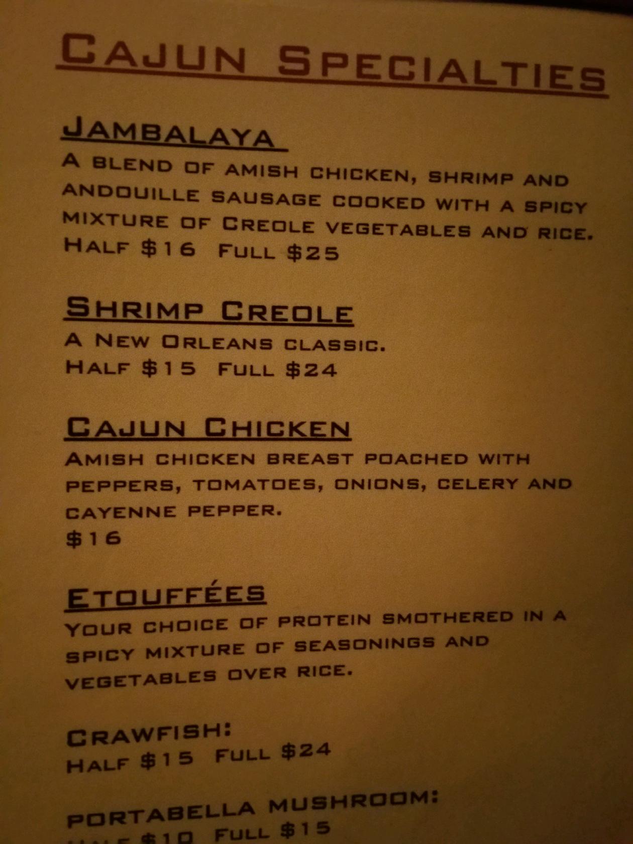 Menu at Dee Felice Cafe, Covington