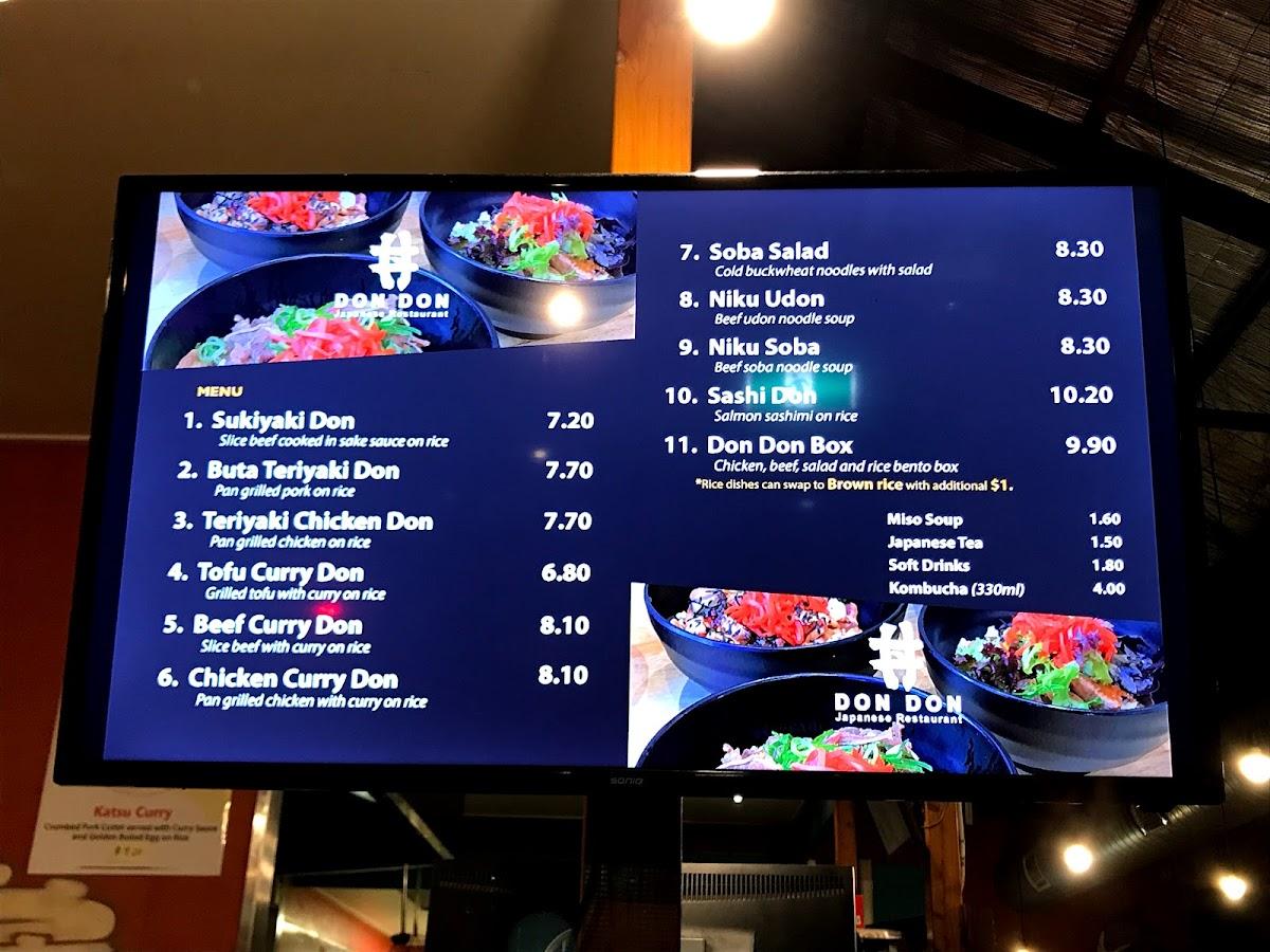 Menu at Don Tojo restaurant, Melbourne, 164 Cardigan St