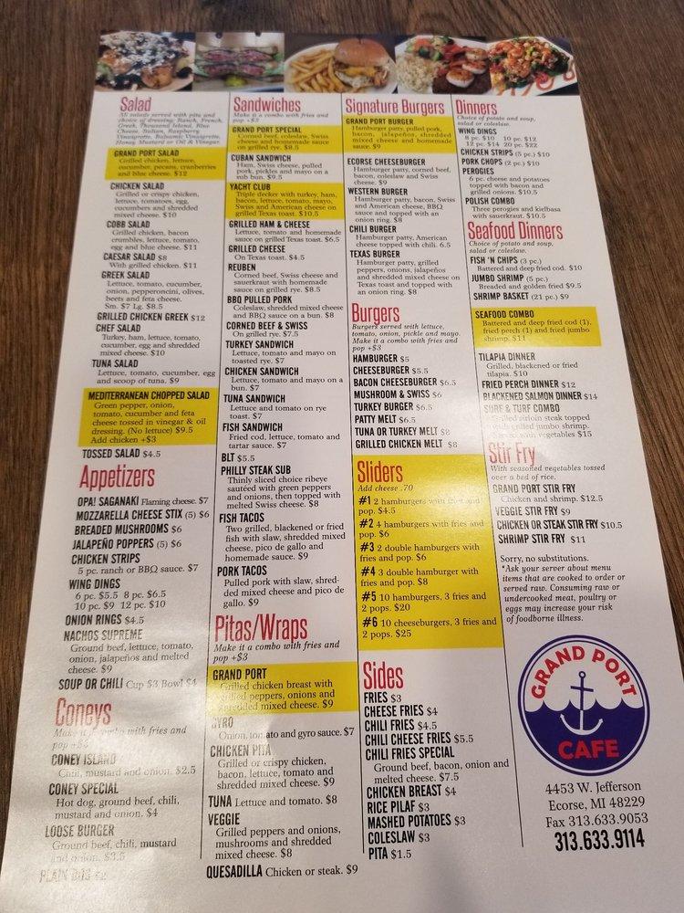 Menu at Grand Port Grill cafe, Ecorse