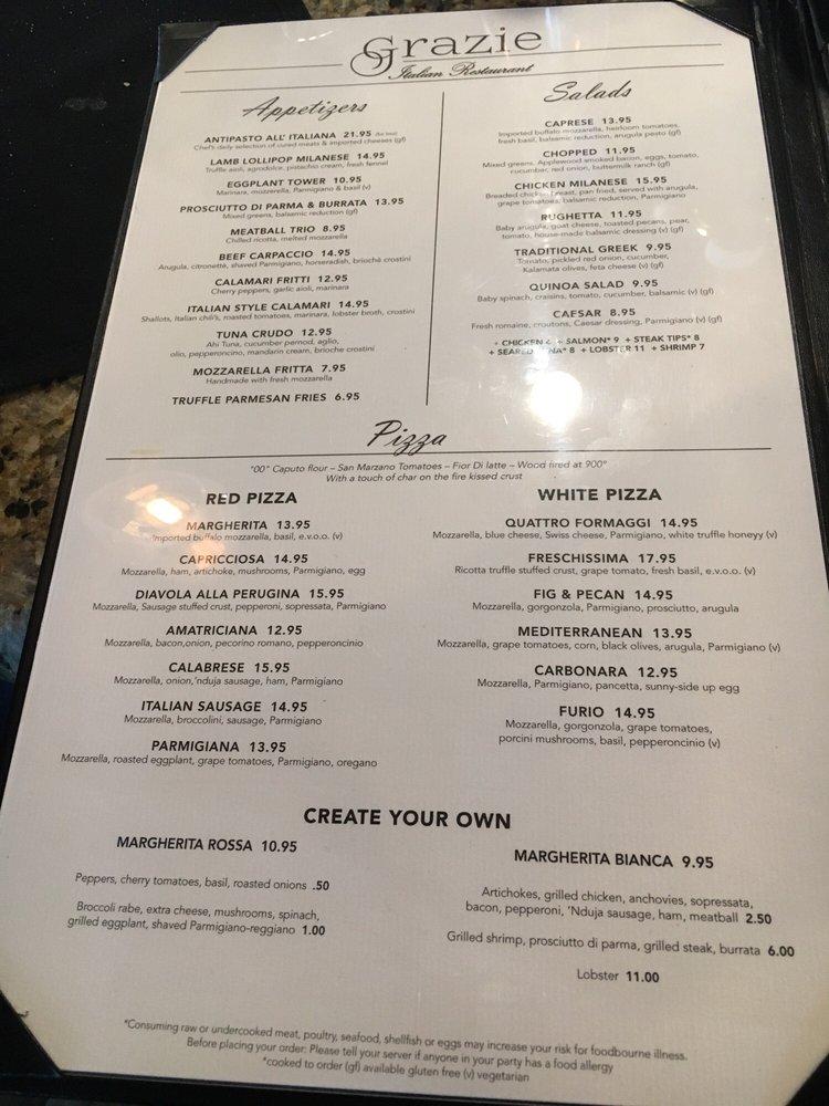 Menu at Grazie Italian Restaurant, Dracut, 80 Meadow Creek Dr