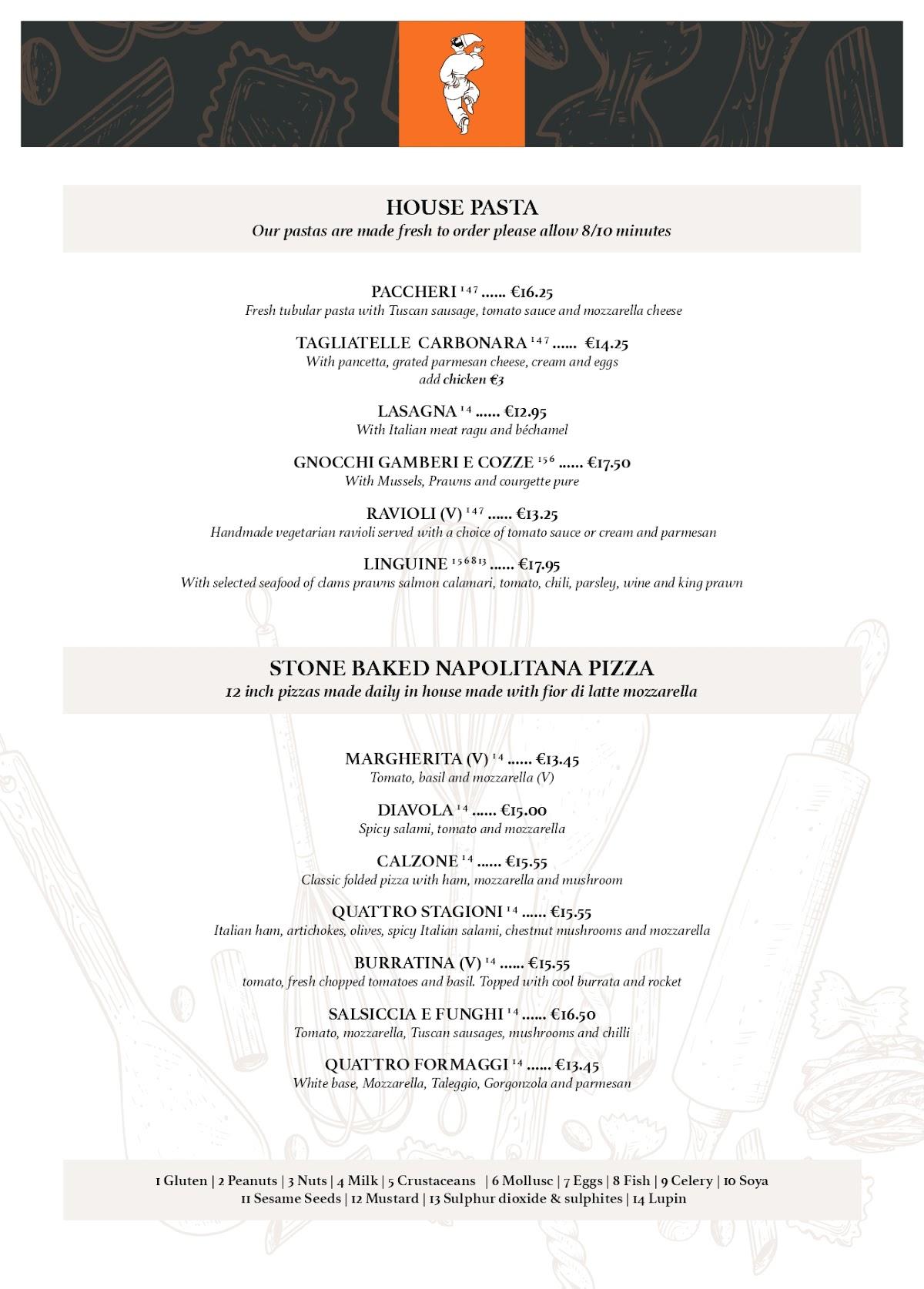 Menu at Il Caffe Di Napoli cafe, Dublin, 41 Westland Row