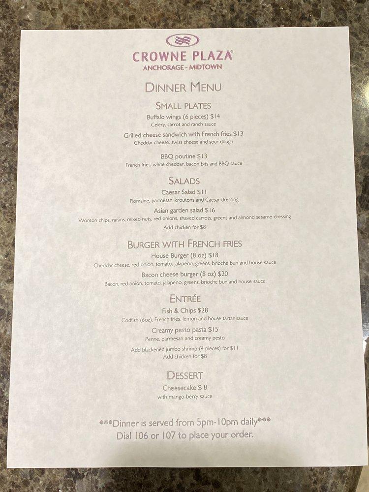 Menu at Juno Restaurant, Anchorage
