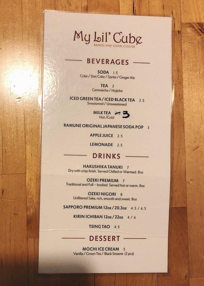 Menu at My Lil' Cube restaurant, Puyallup