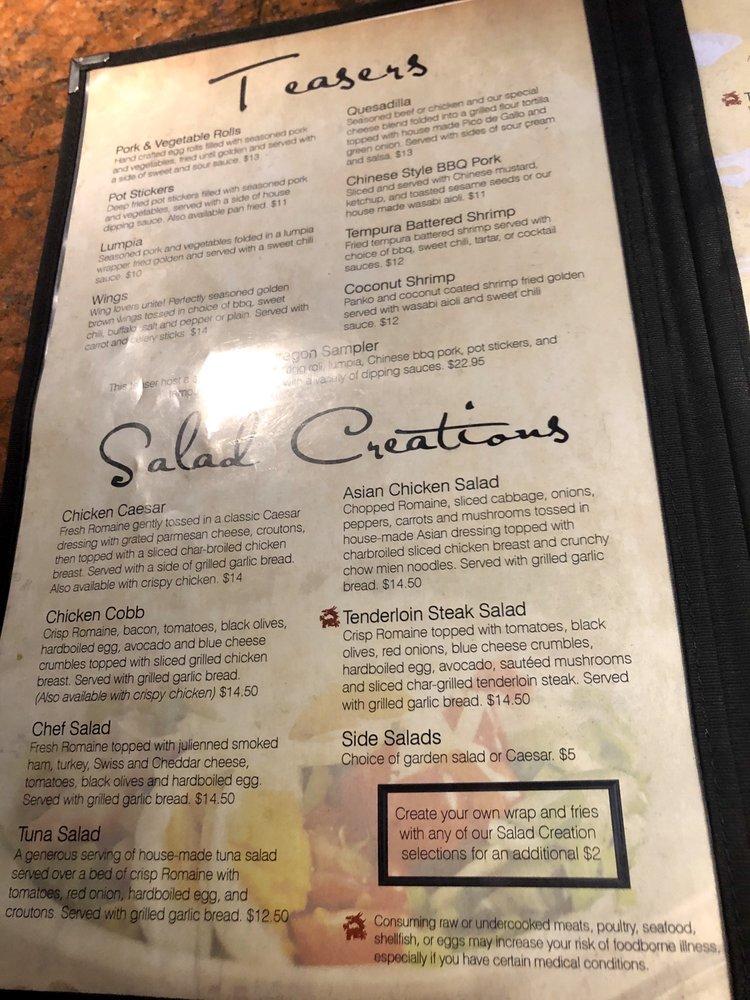 Menu at Red Dragon Poker pub & bar, Mountlake Terrace