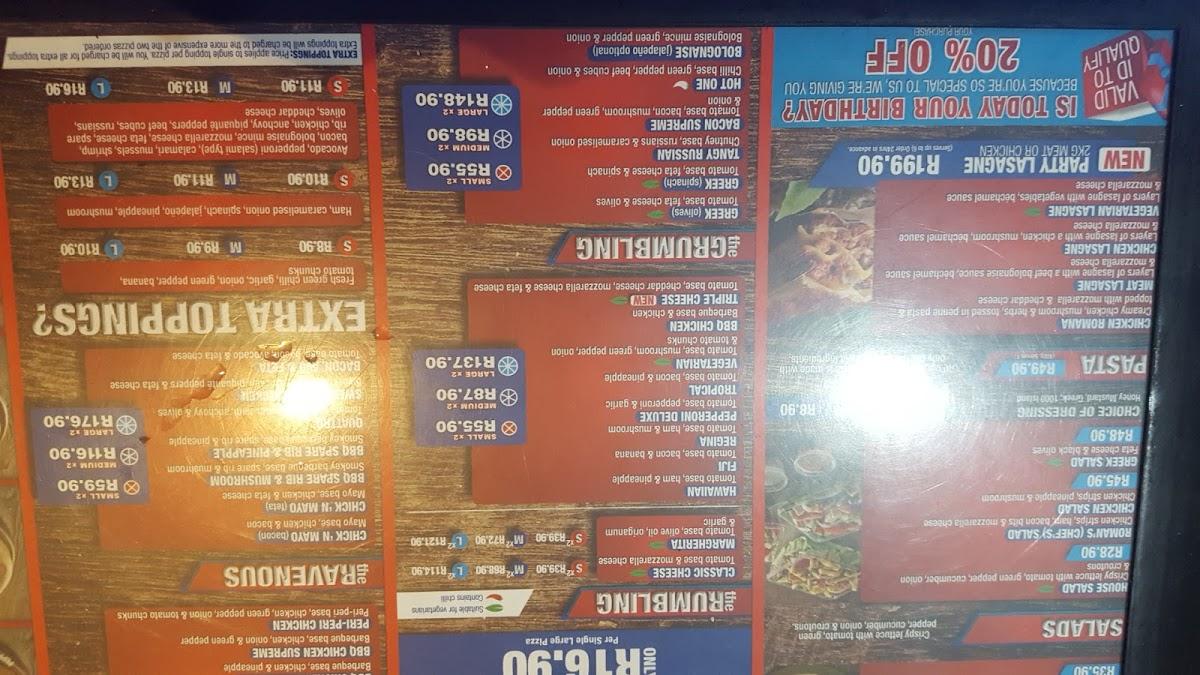 Menu at Roman's Pizza Hillcrest restaurant, Hillcrest