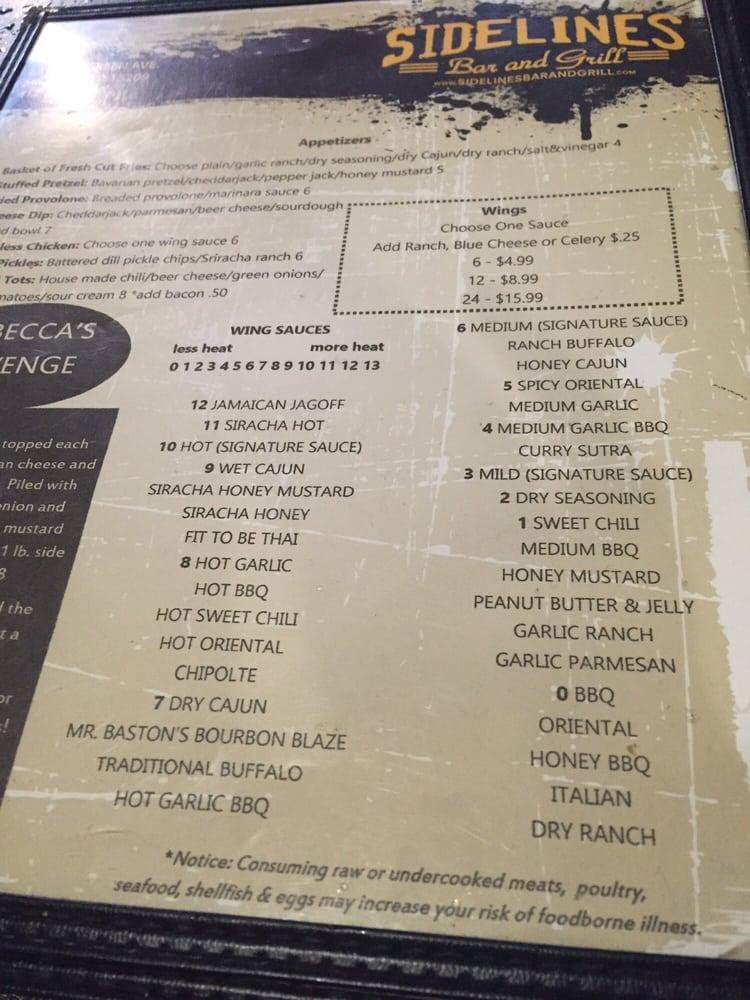 Menu at Sidelines Bar & Grill, Pittsburgh