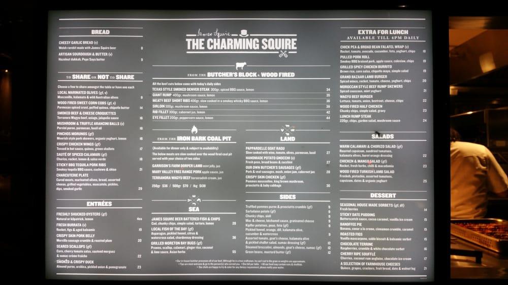 Carta del restaurante The Charming Squire, South Brisbane, 3/133 Grey St