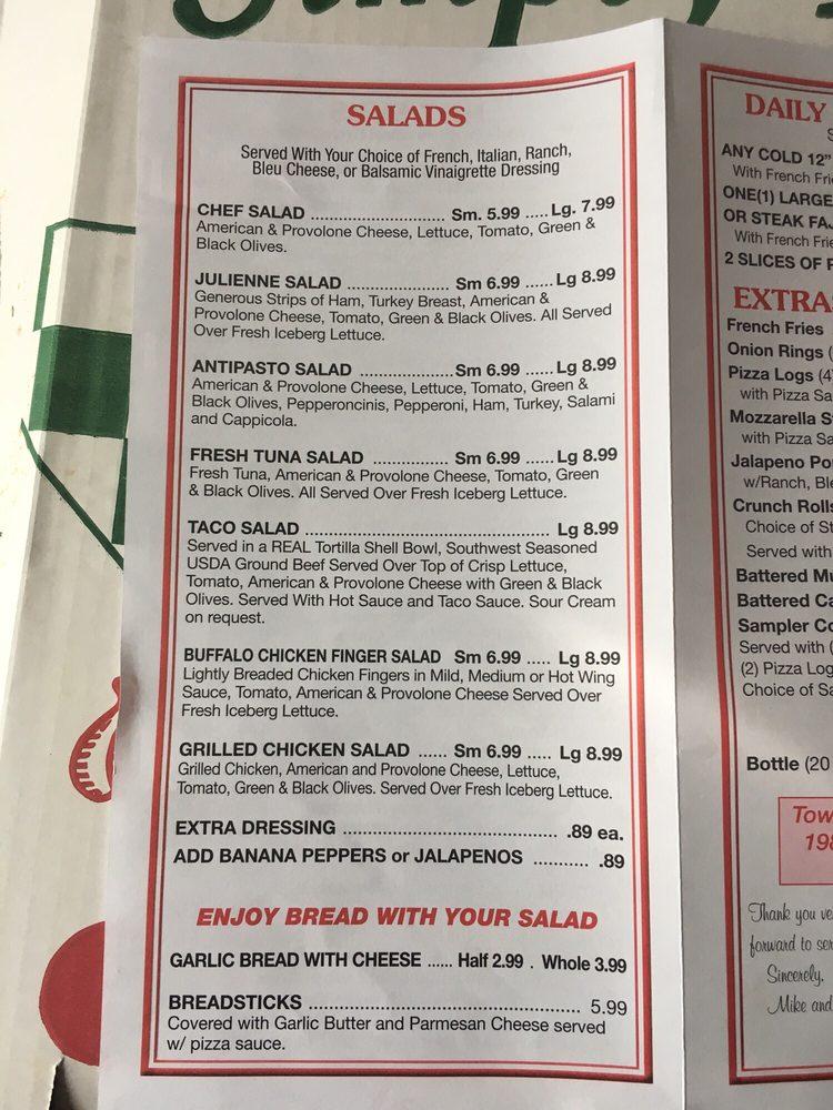 Menu at Town Line Pizzeria, Town Line