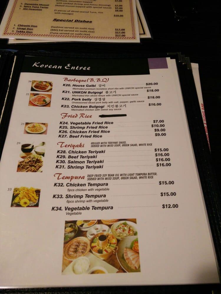 Menu at Yukon Korean BBQ & Sushi Bar, Dover