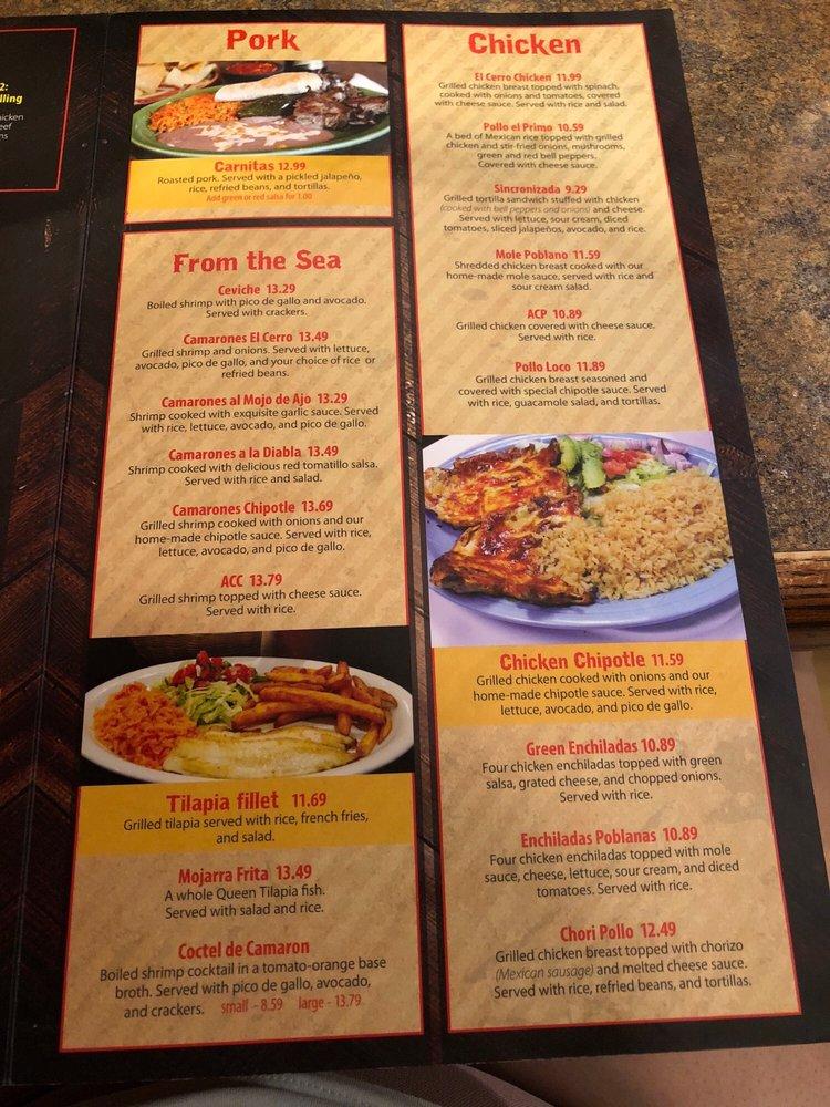 Menu at El Cerro Mexican Bar & Grill, Havelock, E Main St