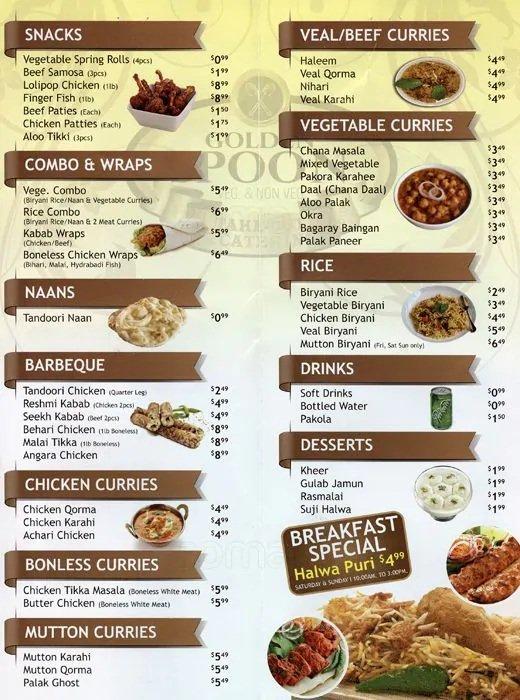 Menu at Golden Spoon restaurant, Toronto
