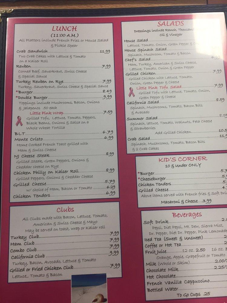 Menu at Kate's Pancake House restaurant, Carolina Beach