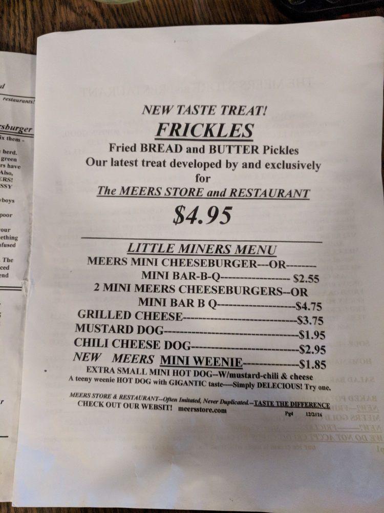 Menu at Meers Store and Restaurant, Meers