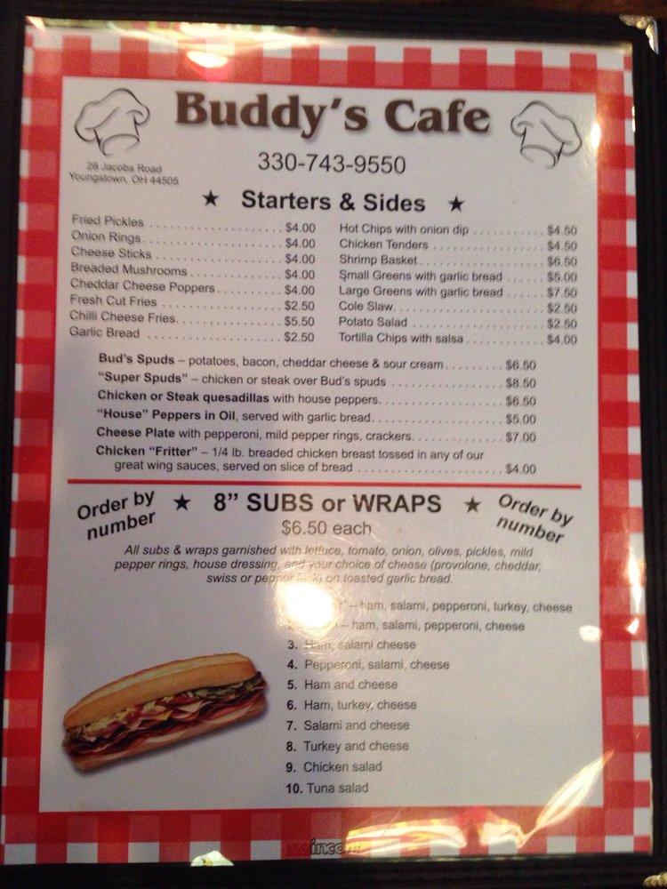 Menu at Buddys Cafe, Youngstown