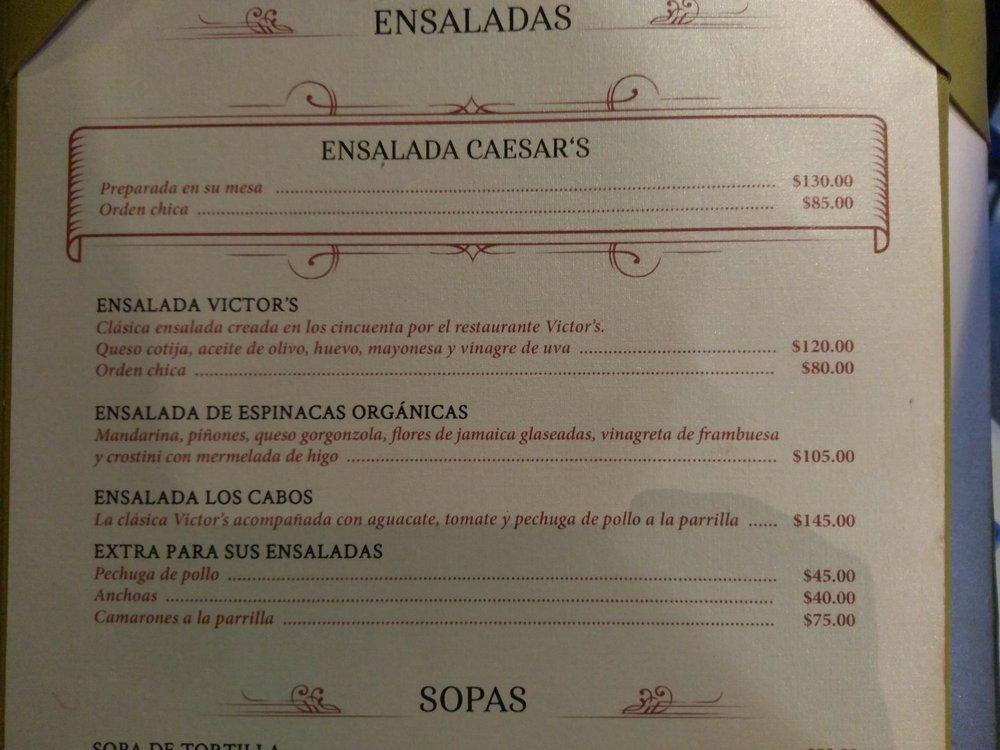 Menu at Caesar's pub & bar, Tijuana, Av. Revolución 8190