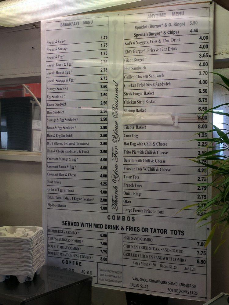 Menu at Carroll's Giant Burger fast food, Navasota, 713 N Lasalle St
