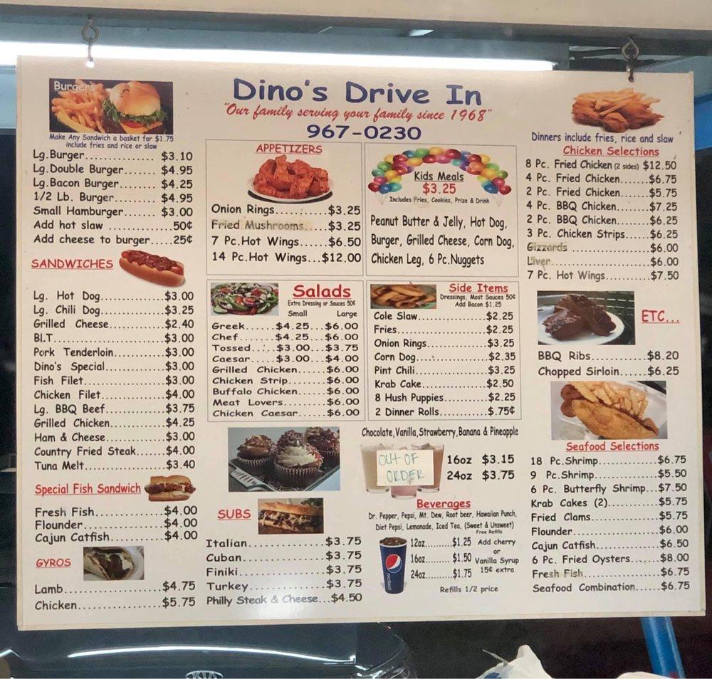 Menu at Dino's Drive-In BBQ, Winter Haven
