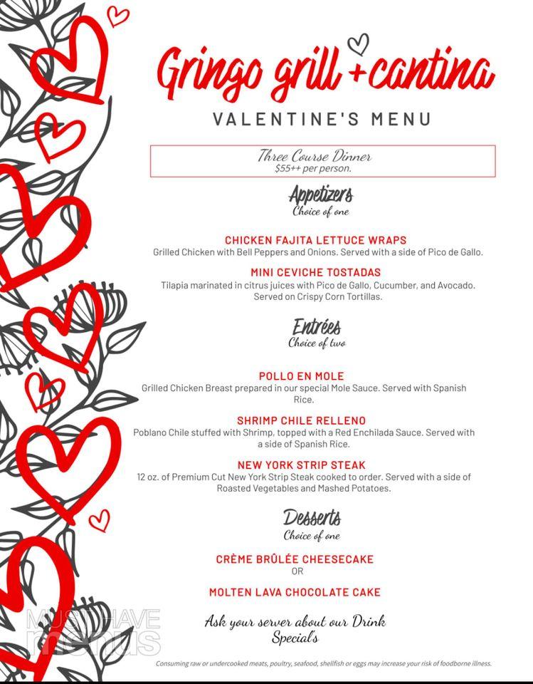 Menu at GRINGO grill + cantina pub & bar, Tucson