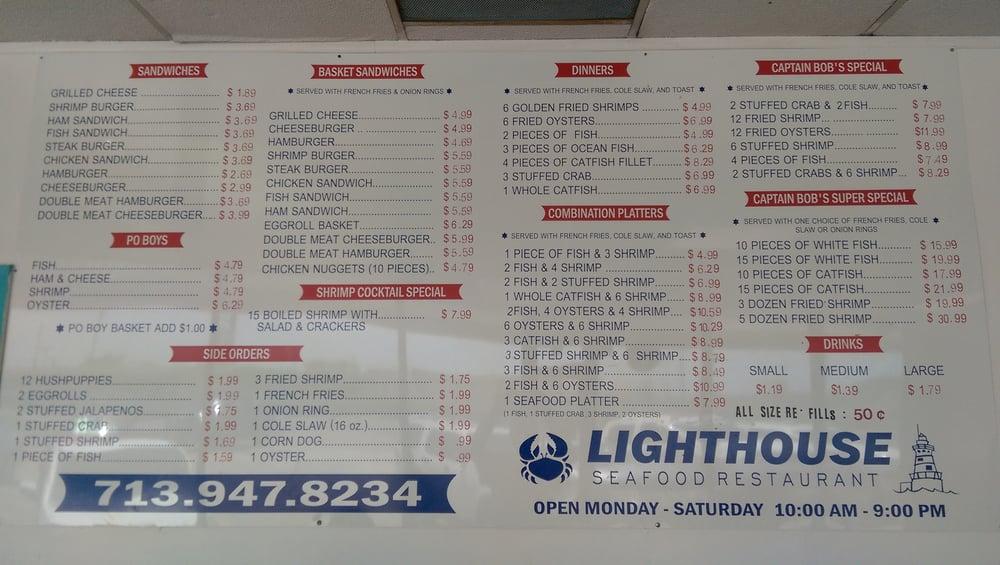 Menu at Lighthouse Seafood restaurant, Houston, S Richey St