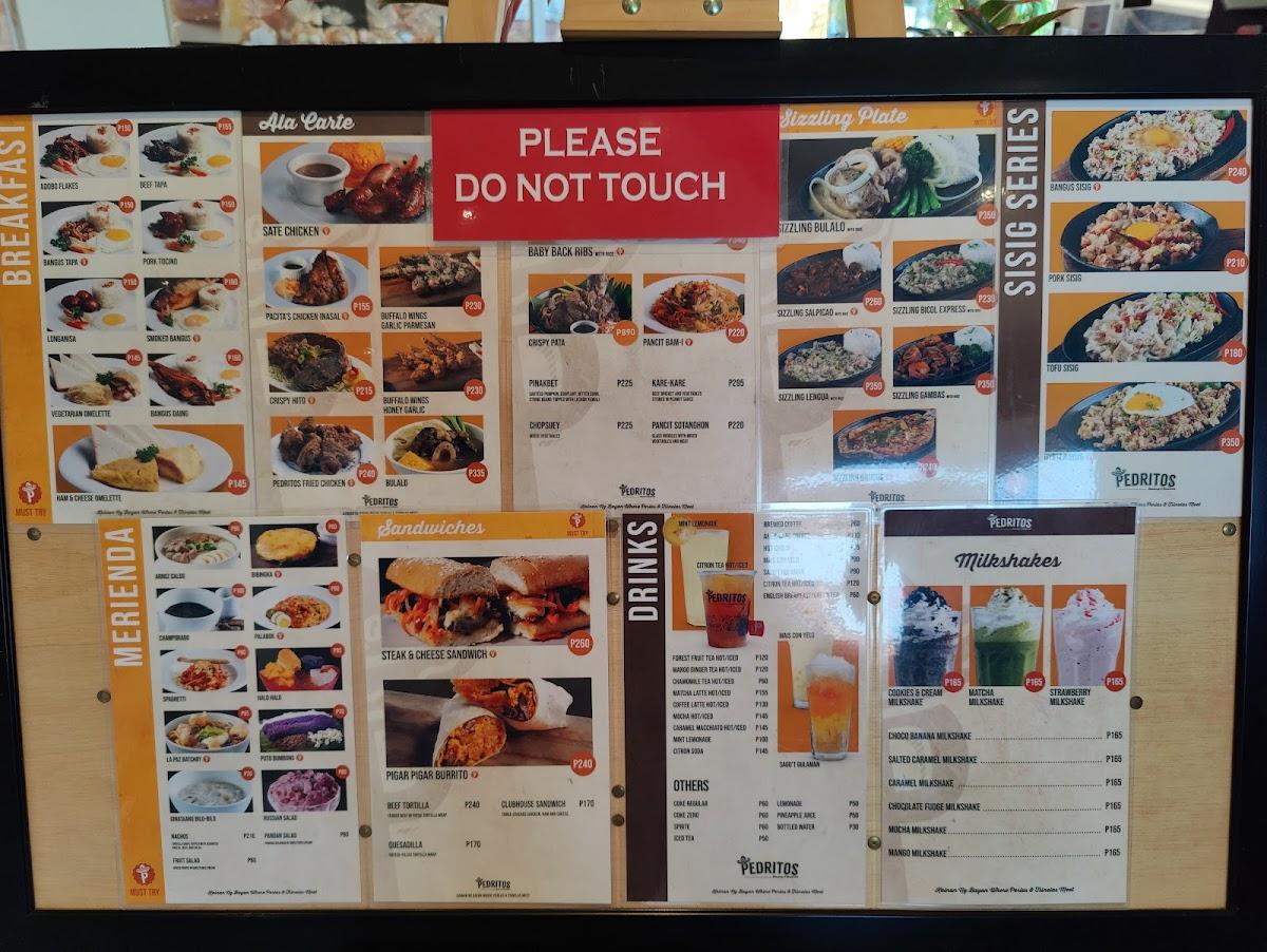 Menu at Los Pedritos Tapuac restaurant, Dagupan