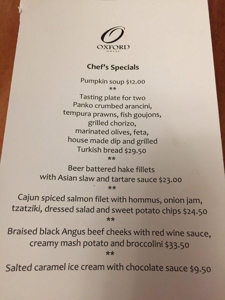 Menu at The Oxford Hotel pub & bar, Leederville