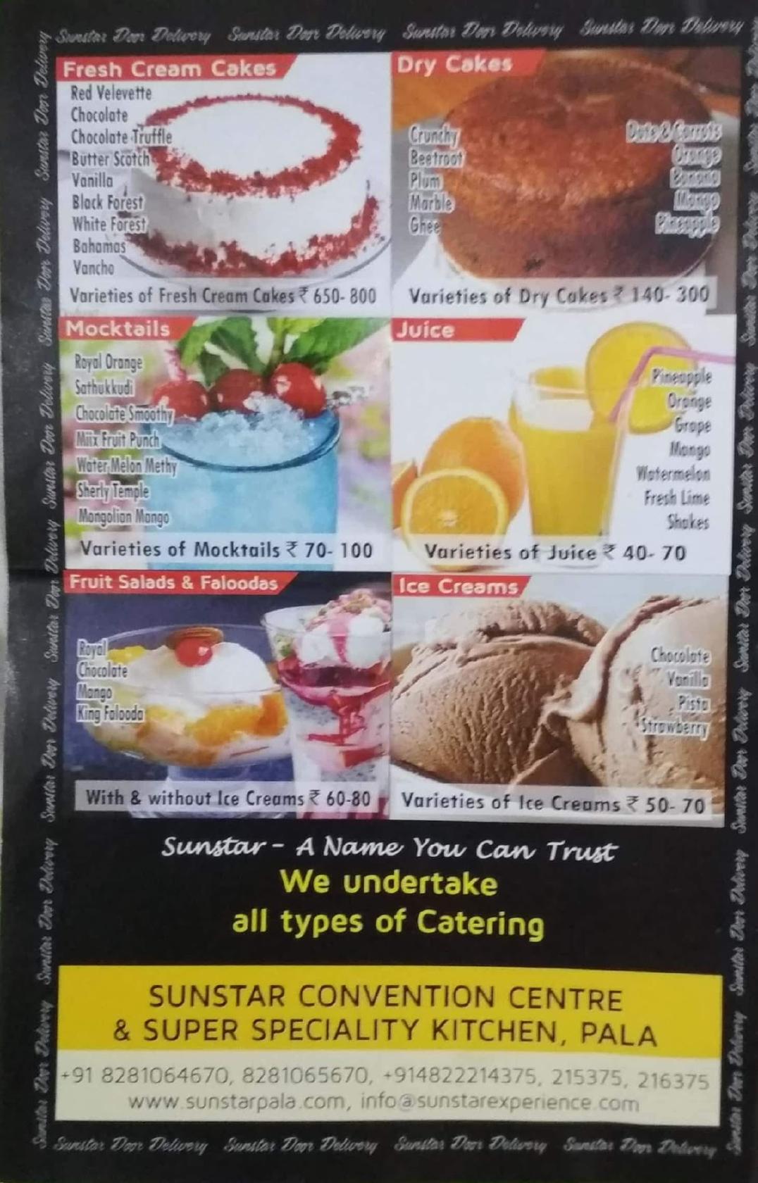 Menu at Sunstar Masala Hut Restaurant Pala, Pala