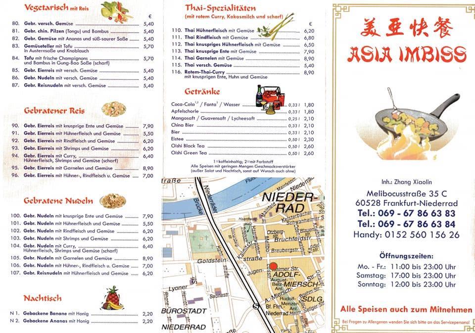 Speisekarte von Asia Imbiss restaurant, Frankfurt am Main ...