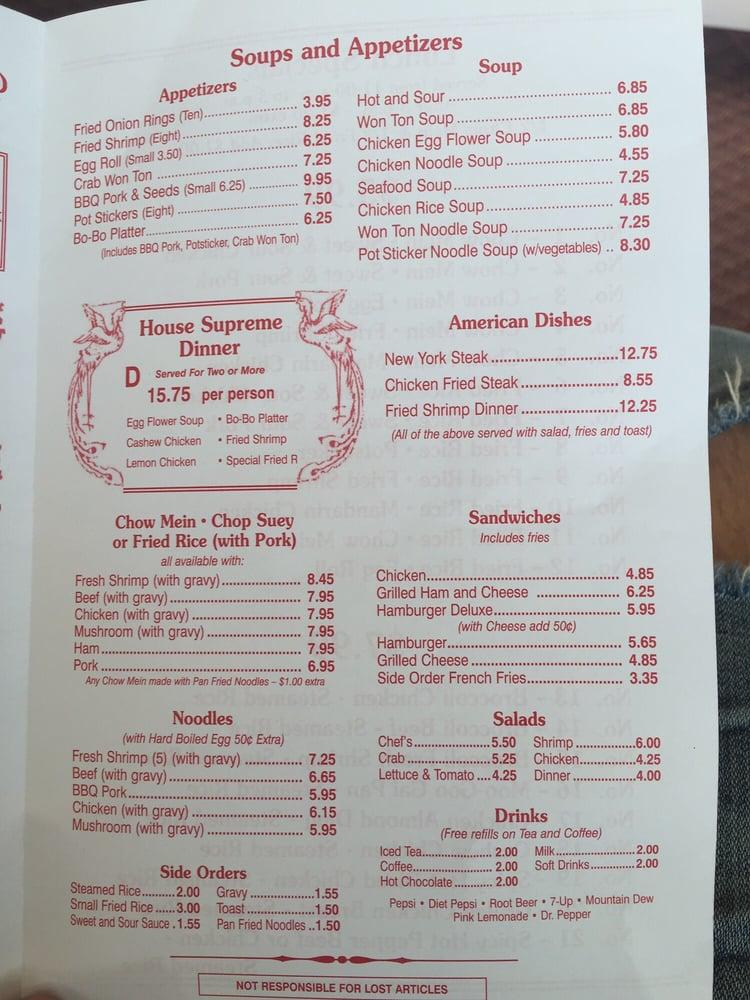Menu at Canton Restaurant, Idaho Falls