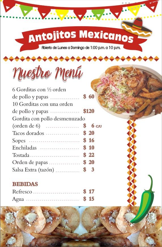 Menu at Antojitos Mexicanos Pera Moncayo restaurant, Tepic