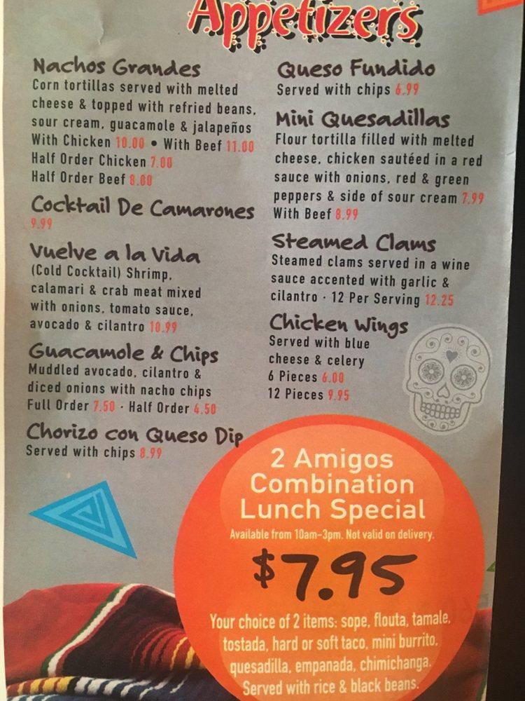 Menu at El Tipico restaurant, Somers Point