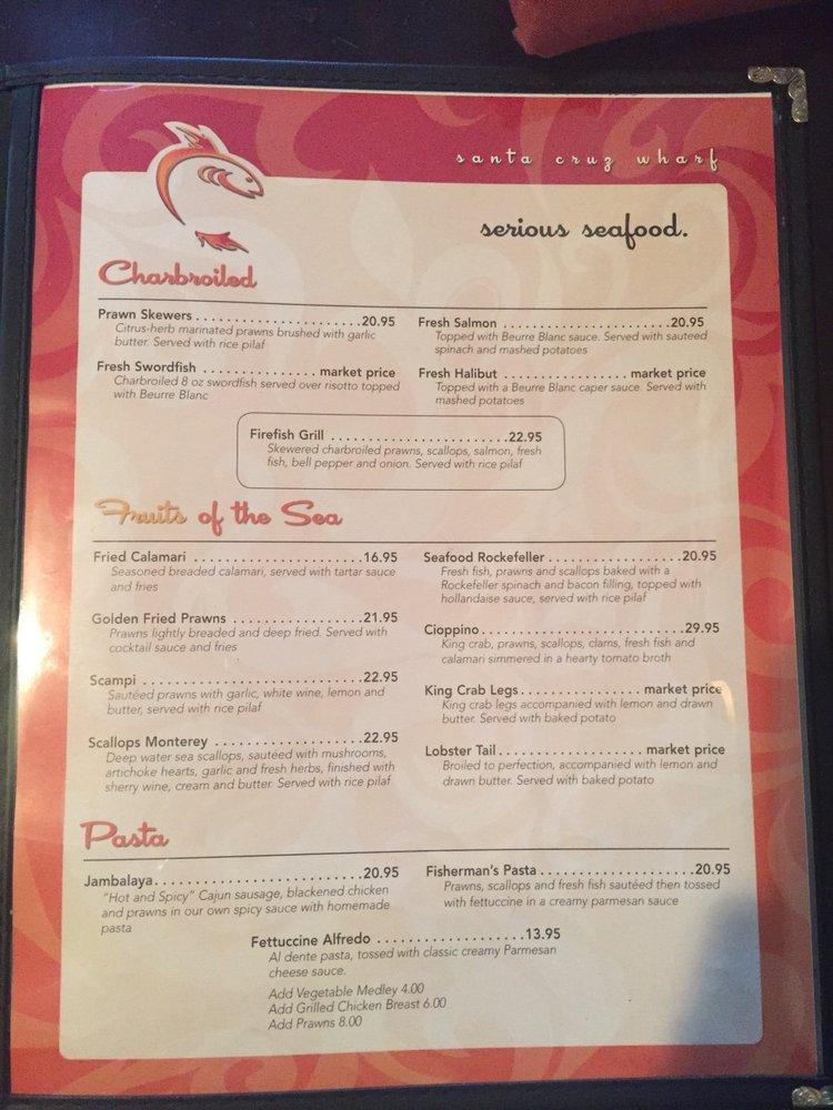 Menu at FireFish Grill restaurant, Santa Cruz