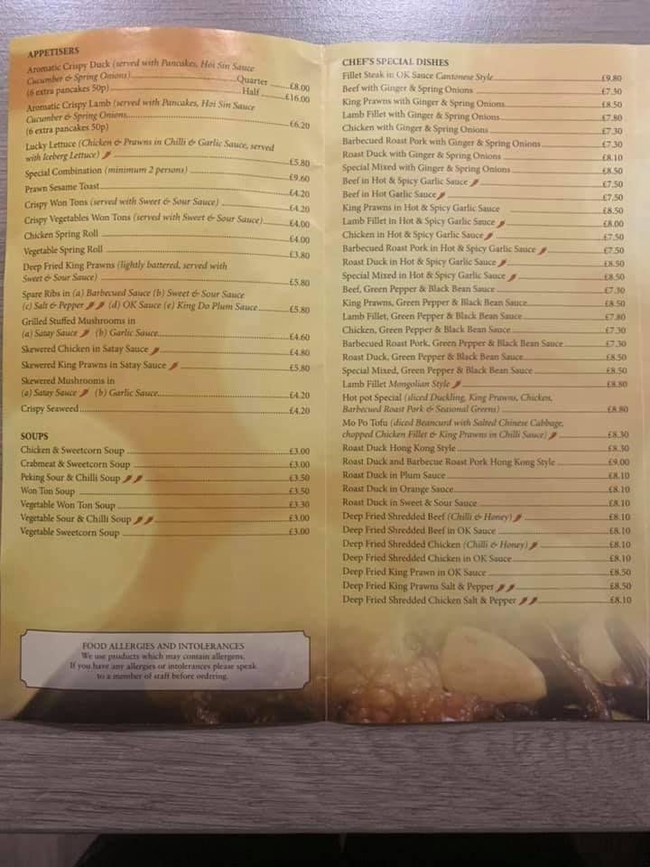 Menu at Golden Hills Chinese Restaurant Keswick, Keswick