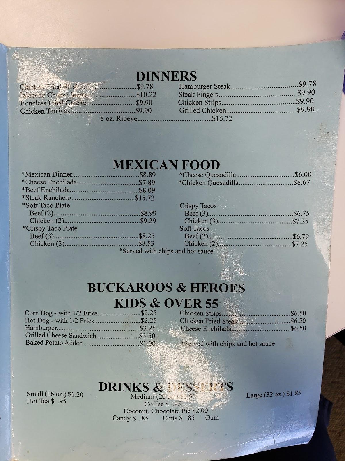 Menu at J J's Cafe, Slaton