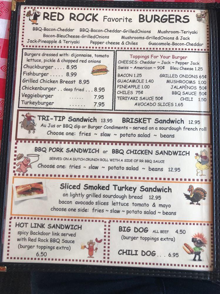 Menu at Red Rock Café BBQ, Napa