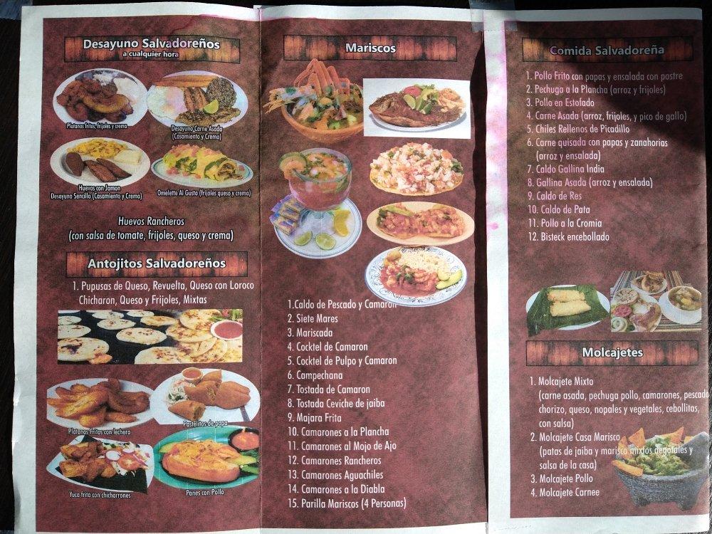 Menu at Sabor latino restaurant, Bakersfield
