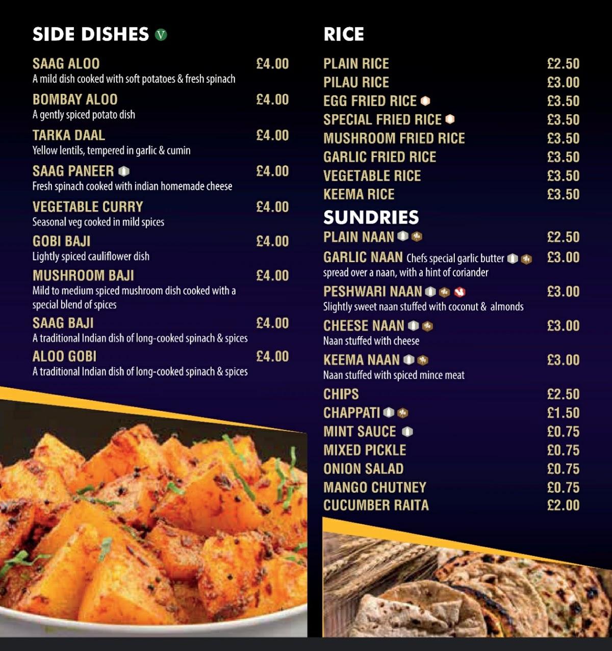 Menu at Thaali restaurant, Great Yarmouth