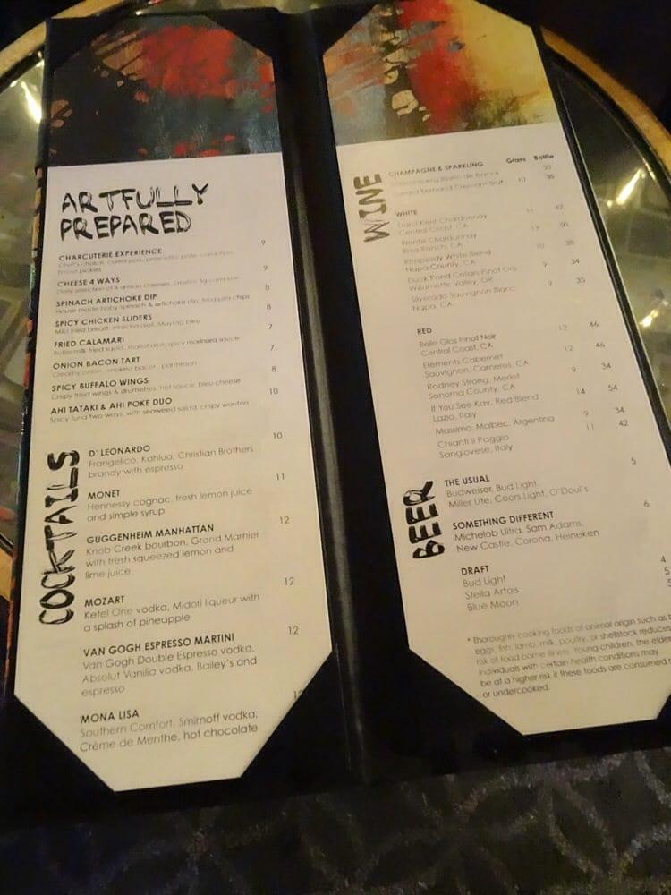 Menu at Art Bar, Las Vegas, 206 N 3rd St