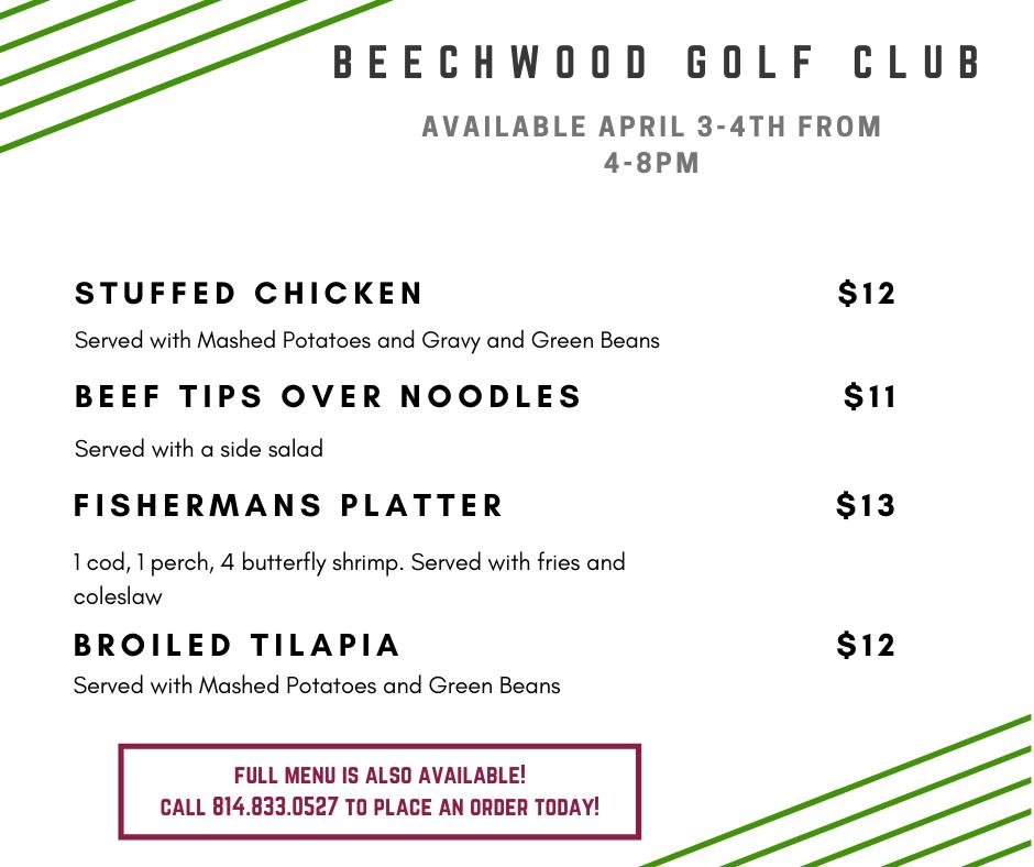Menu at Beechwood Golf Club, USA